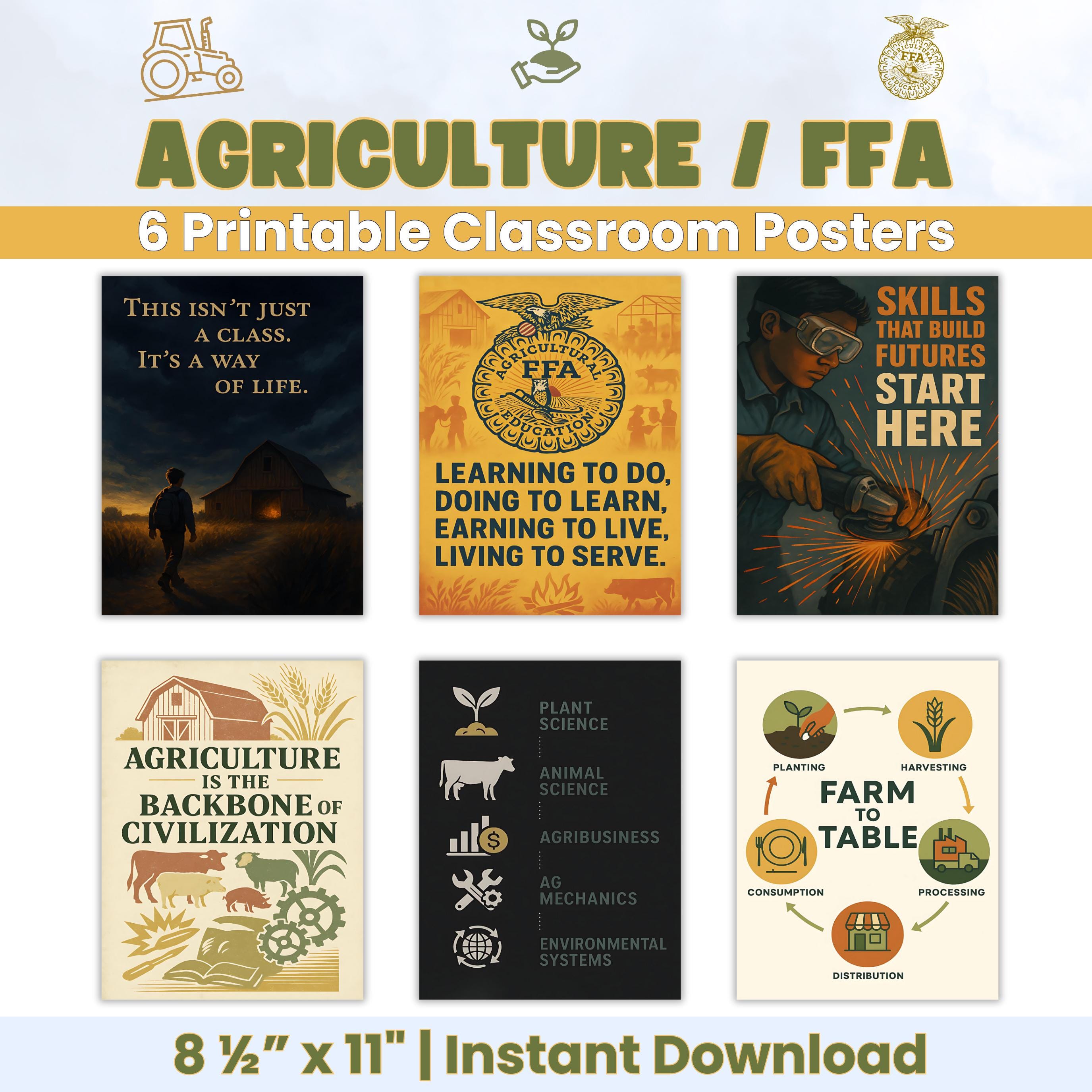 FFA Ag Classroom Posters Agriculture Science Digital Wall Art Farm to ...