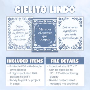 Blue Cielito Lindo Spanish Classroom Decor Printable Posters Set of 6 ...