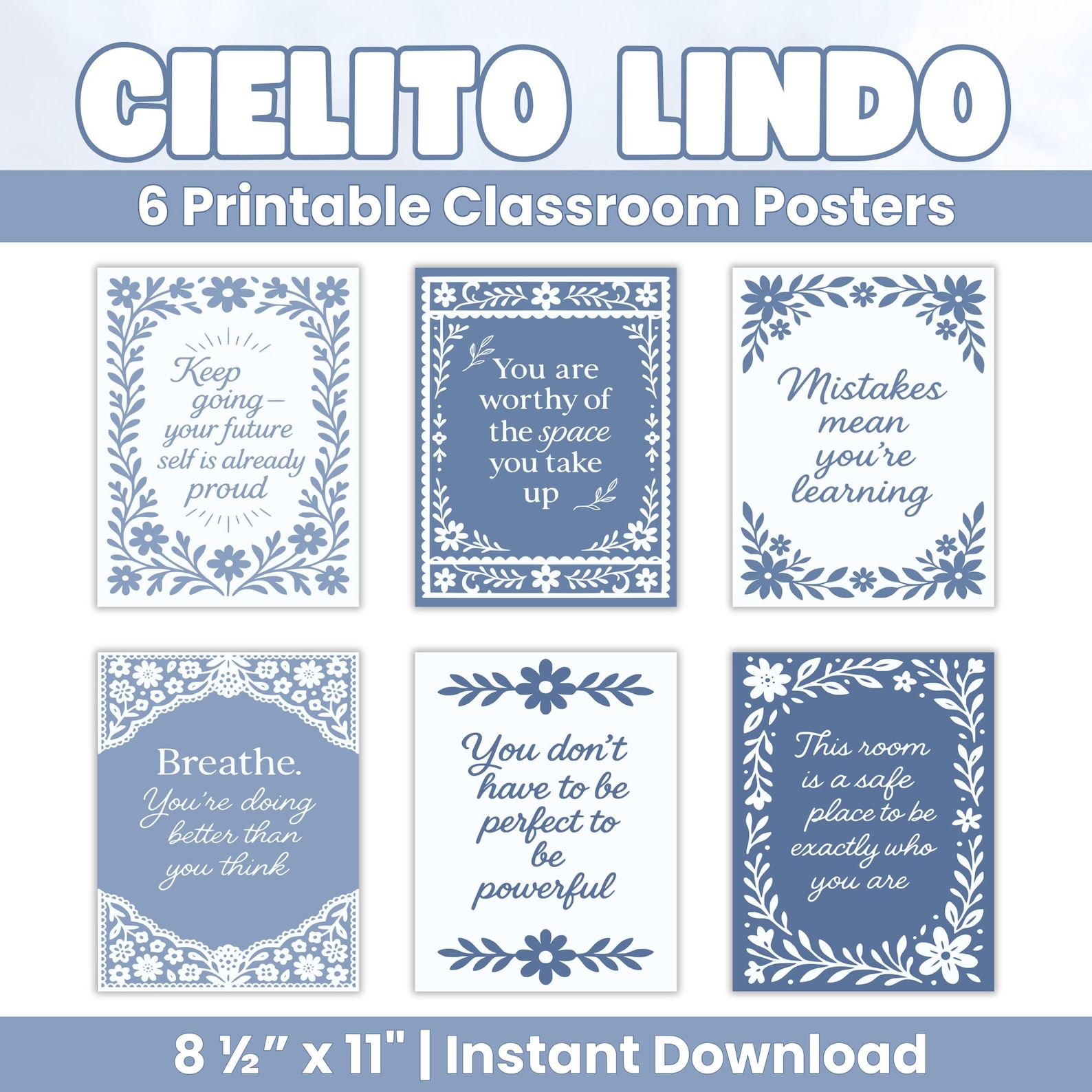 Blue Cielito Lindo Classroom Decor Printable Posters Set of 6 for ...