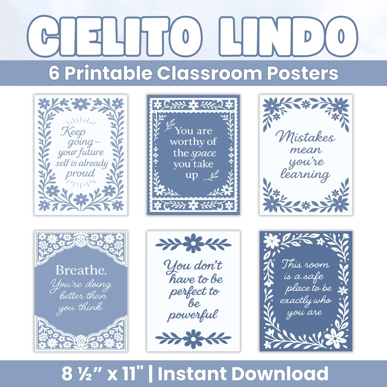 Blue Cielito Lindo Classroom Decor Printable Posters Set of 6 for ...