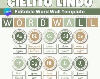 Editable Word Wall Bulletin Board Green Cielito Lindo Theme Classroom ...