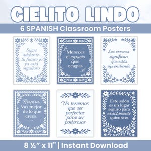 Blue Cielito Lindo Spanish Classroom Decor Printable Posters Set of 6 ...