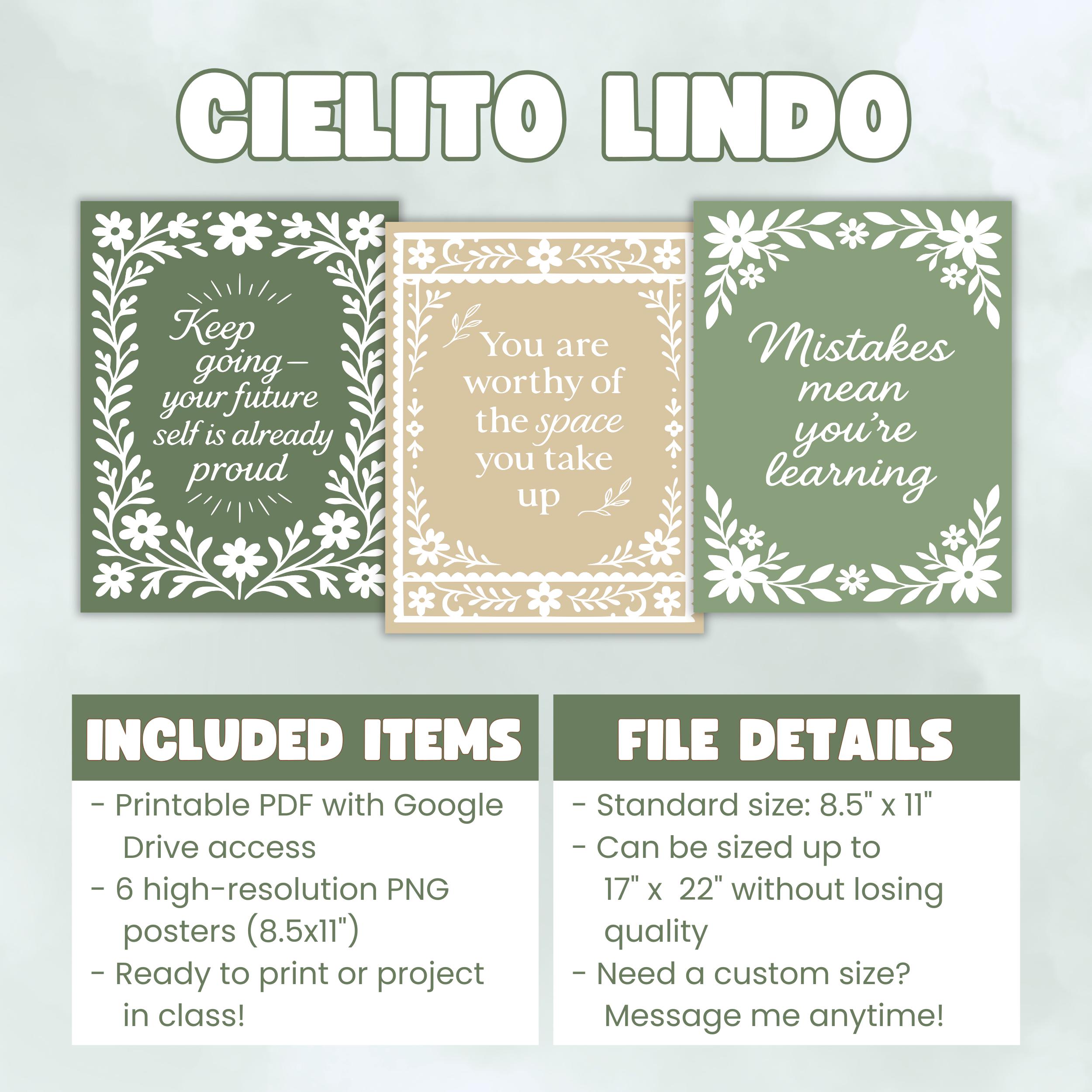 Cielito Lindo Classroom Decor Printable Posters Set of 6 for Bulletin ...