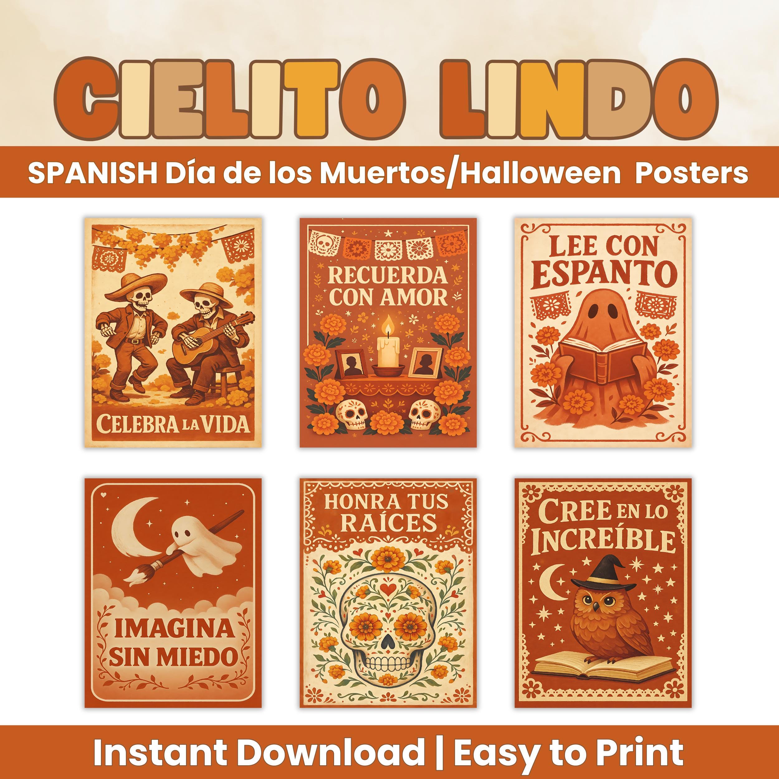 Spanish Classroom Posters Día De Los Muertos Halloween Bundle | Cielito ...
