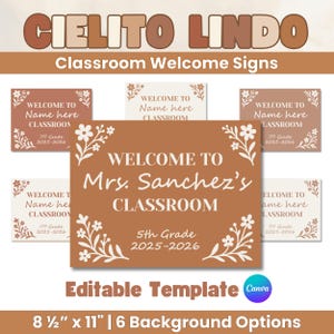 Editable Classroom Welcome Sign Neutral Terracotta Cielito Lindo Theme ...