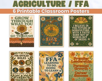 FFA Agriculture Classroom Posters Set of 6 Printable Ag Science Decor ...