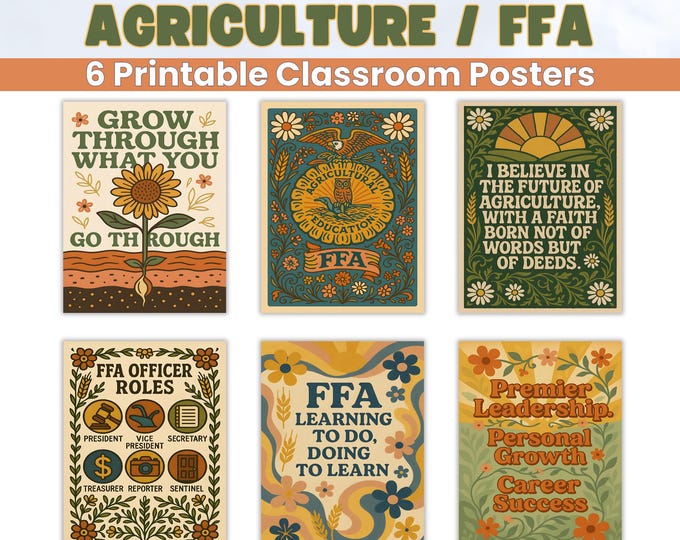 FFA Agriculture Classroom Posters Set of 6 Printable Ag Science Decor ...