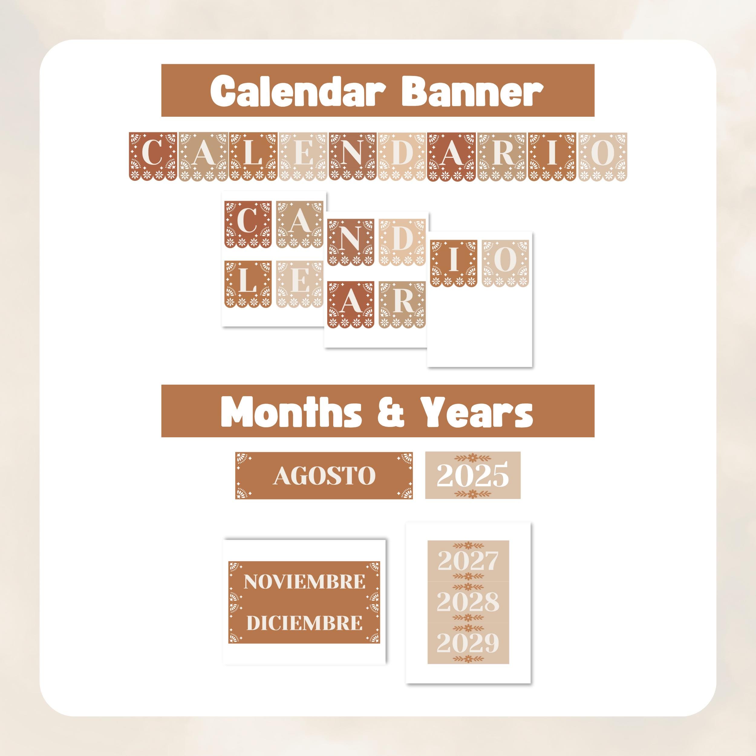 Editable Spanish Classroom Calendar Canva Template Cielito Lindo Decor ...