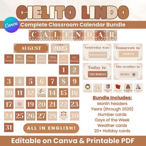 Editable Cielito Lindo Classroom Calendar Printable Bundle Canva ...