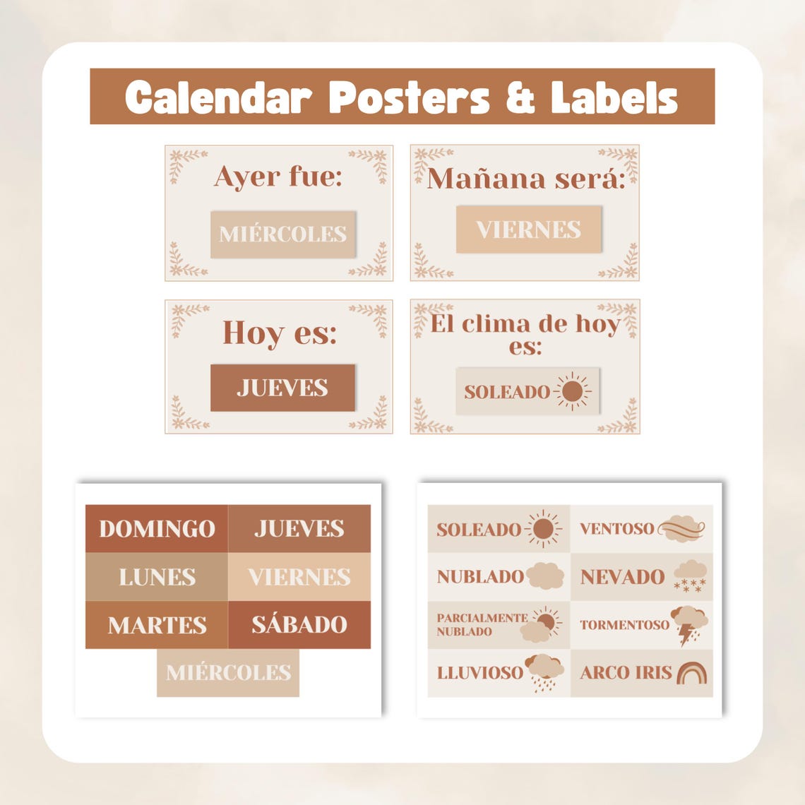 Editable Spanish Classroom Calendar Canva Template Cielito Lindo Decor ...