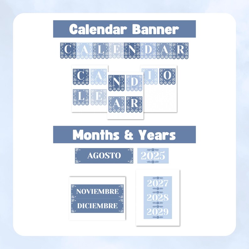 Editable Spanish Classroom Calendar Blue Cielito Lindo Theme Canva ...