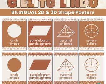 Bilingual 2D and 3D Shape Posters Neutral Cielito Lindo Spanish English ...