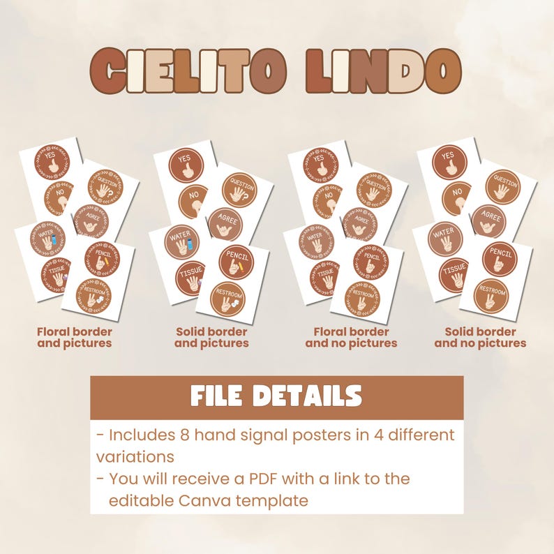 Cielito Lindo Hand Signal Posters Classroom Management Printable ...