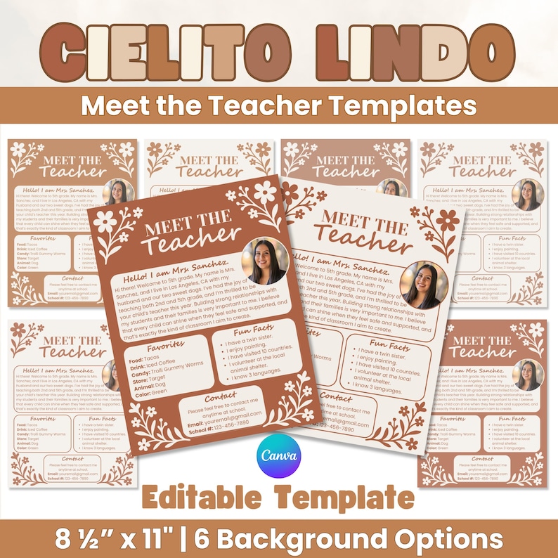 Editable Meet the Teacher Canva Template Cielito Lindo Printable PDF ...