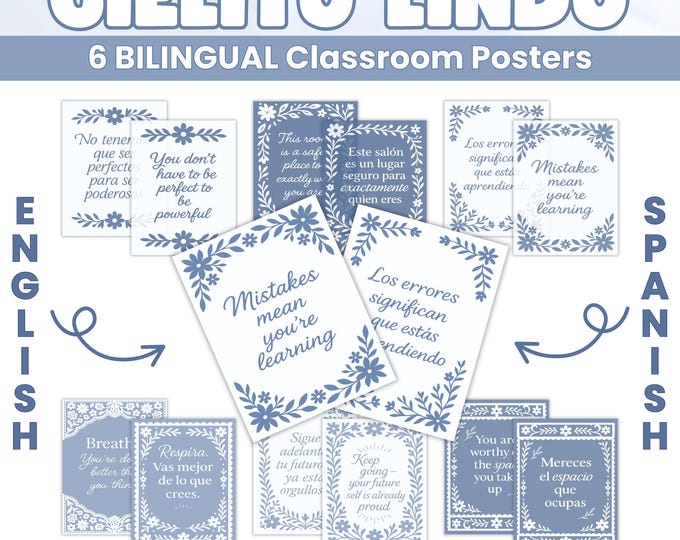 Bilingual Cielito Lindo Classroom Posters Set of 6 Printable Spanish ...