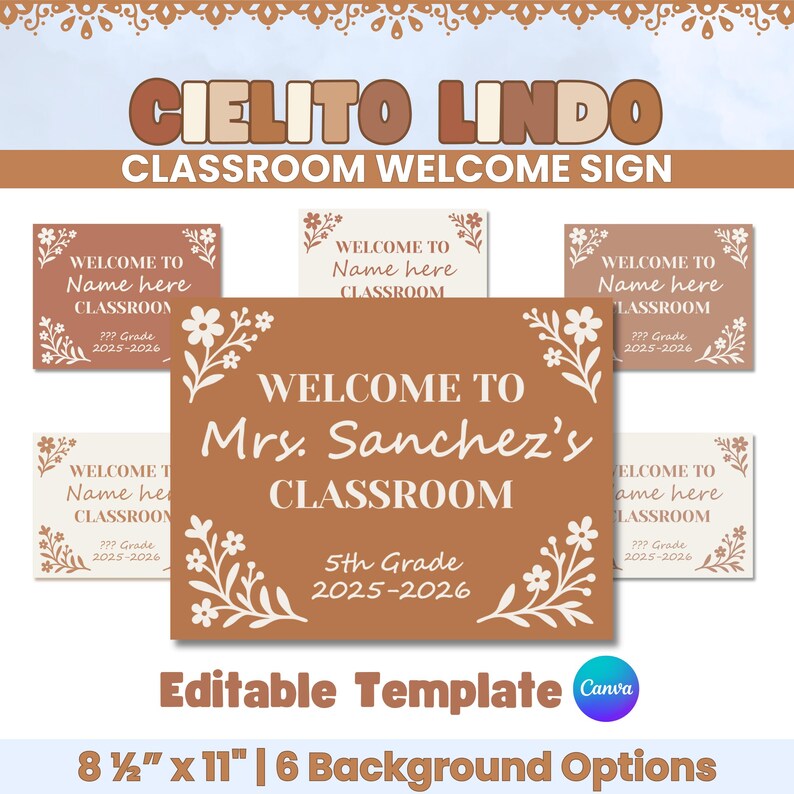 Editable Classroom Welcome Sign English Only Cielito Lindo Theme ...