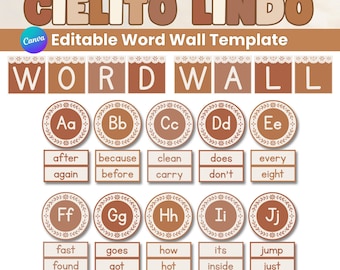 Editable Word Wall Bulletin Board Neutral Cielito Lindo Theme Classroom ...