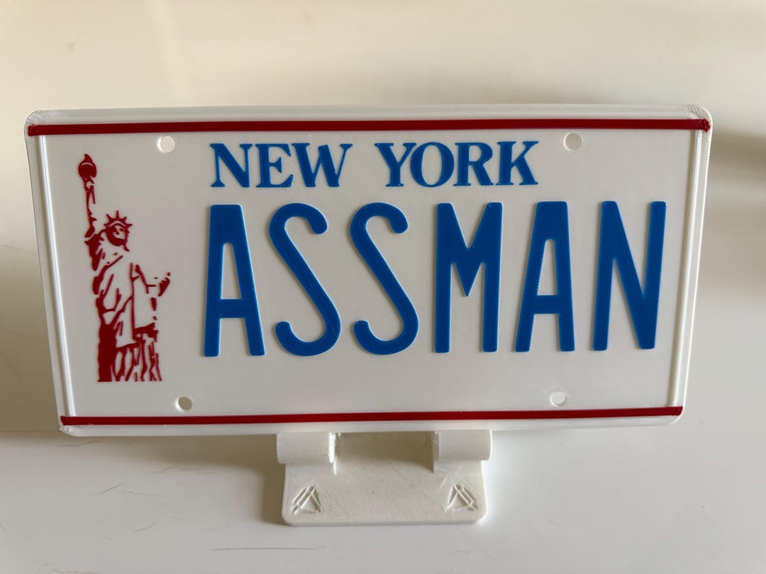 3D Printed “ASSMAN” New York Novelty License Plate – Seinfeld Inspired ...