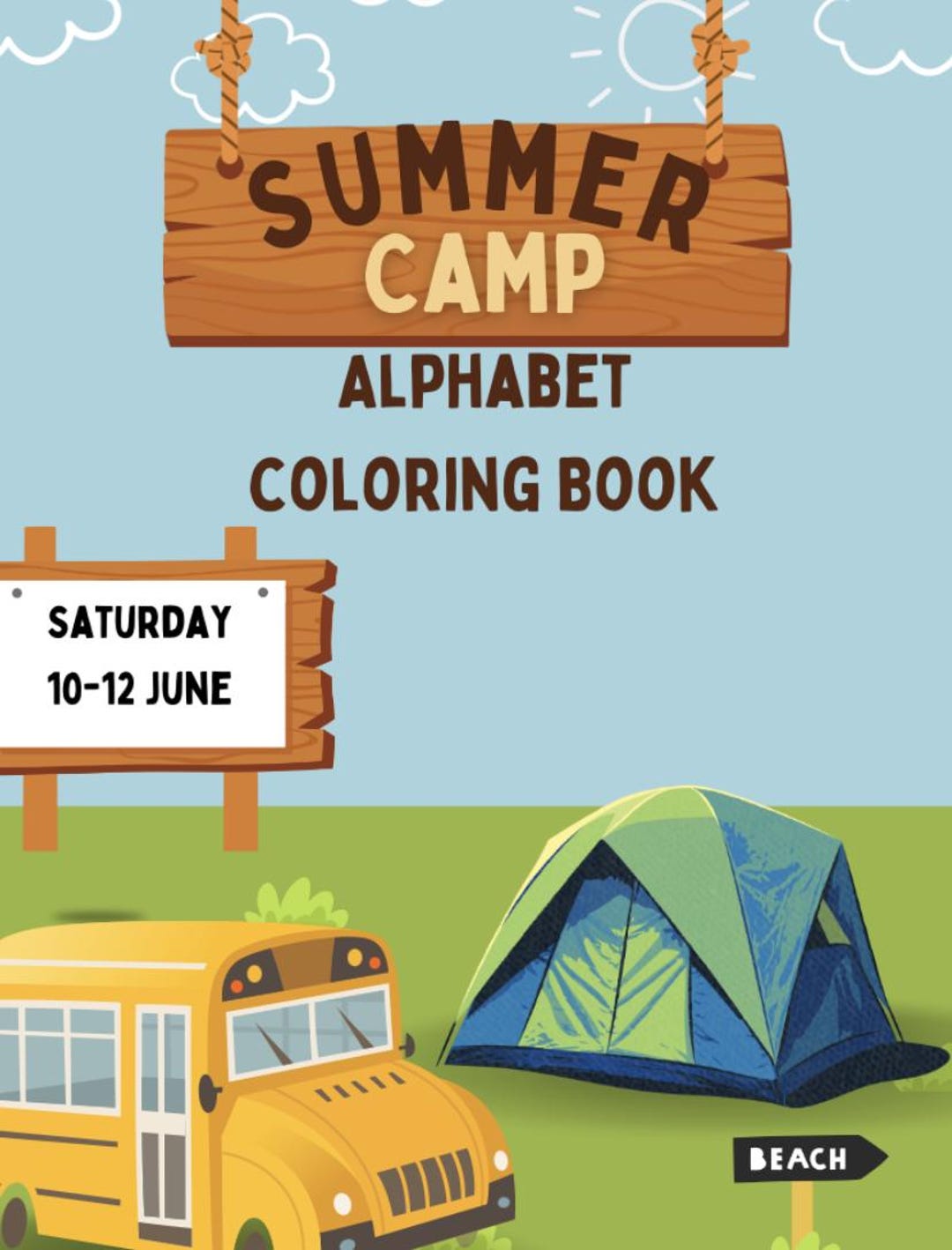 Summer Camp Coloring Book: Kids' Outdoor Activity Pages (digital ...