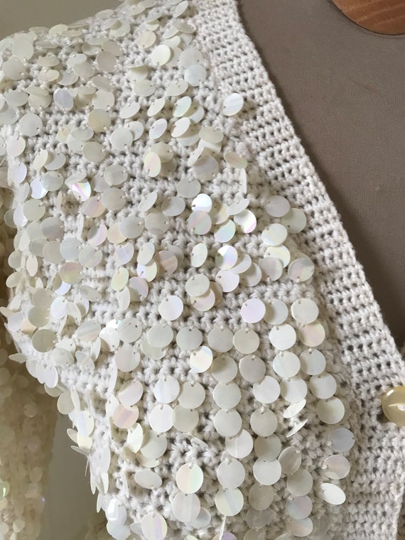 Gorgeous Playful Vintage 1950s Cream Pailette Wool Ca… - Gem