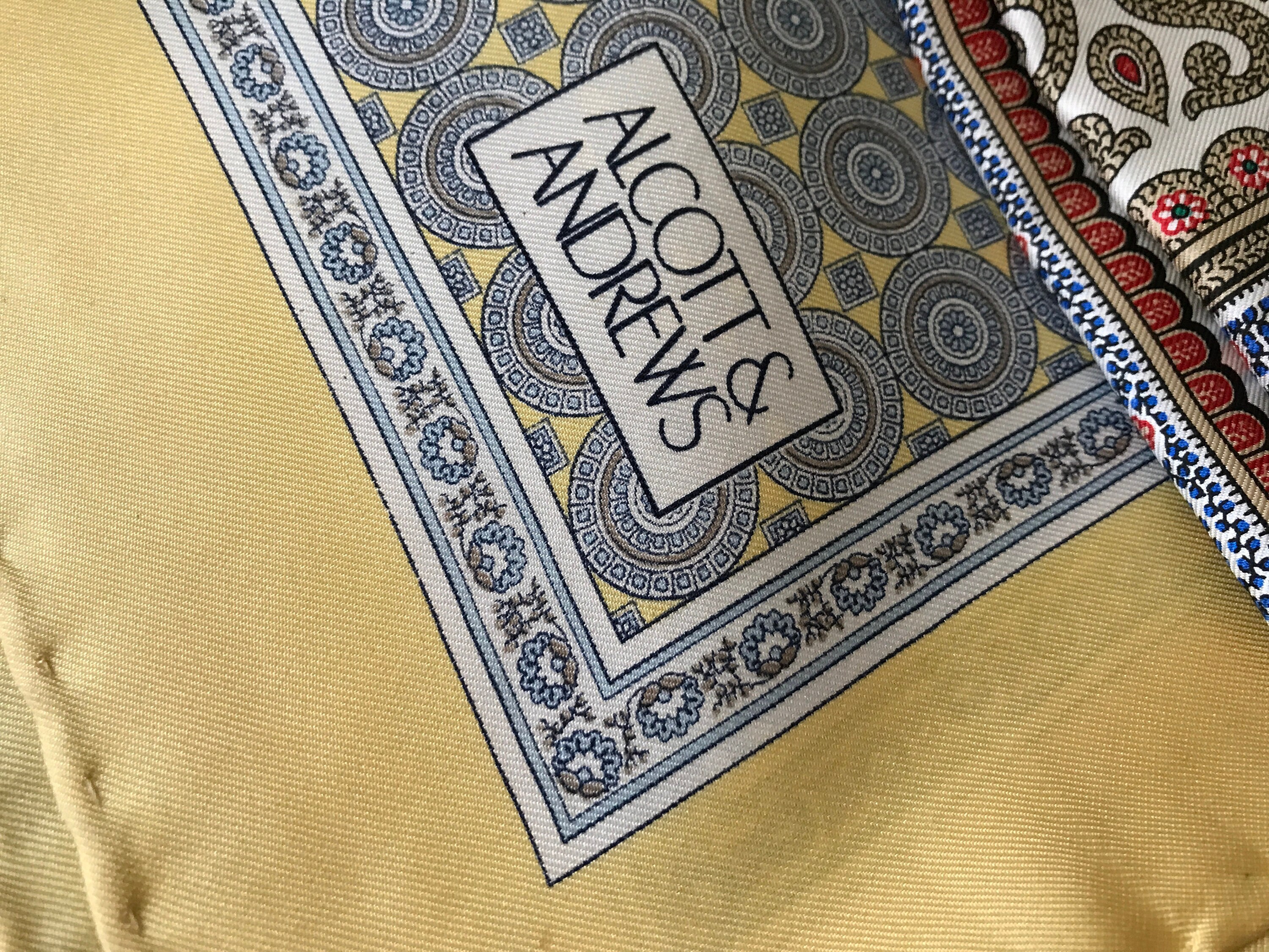 Set of 2 Vintage 1980s Alcott and Andrews Large Square Silk Paisley ...