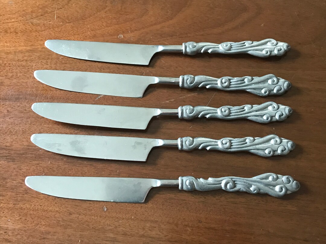 Vintage Pewter Handle Knives - Set of 5 - Etsy