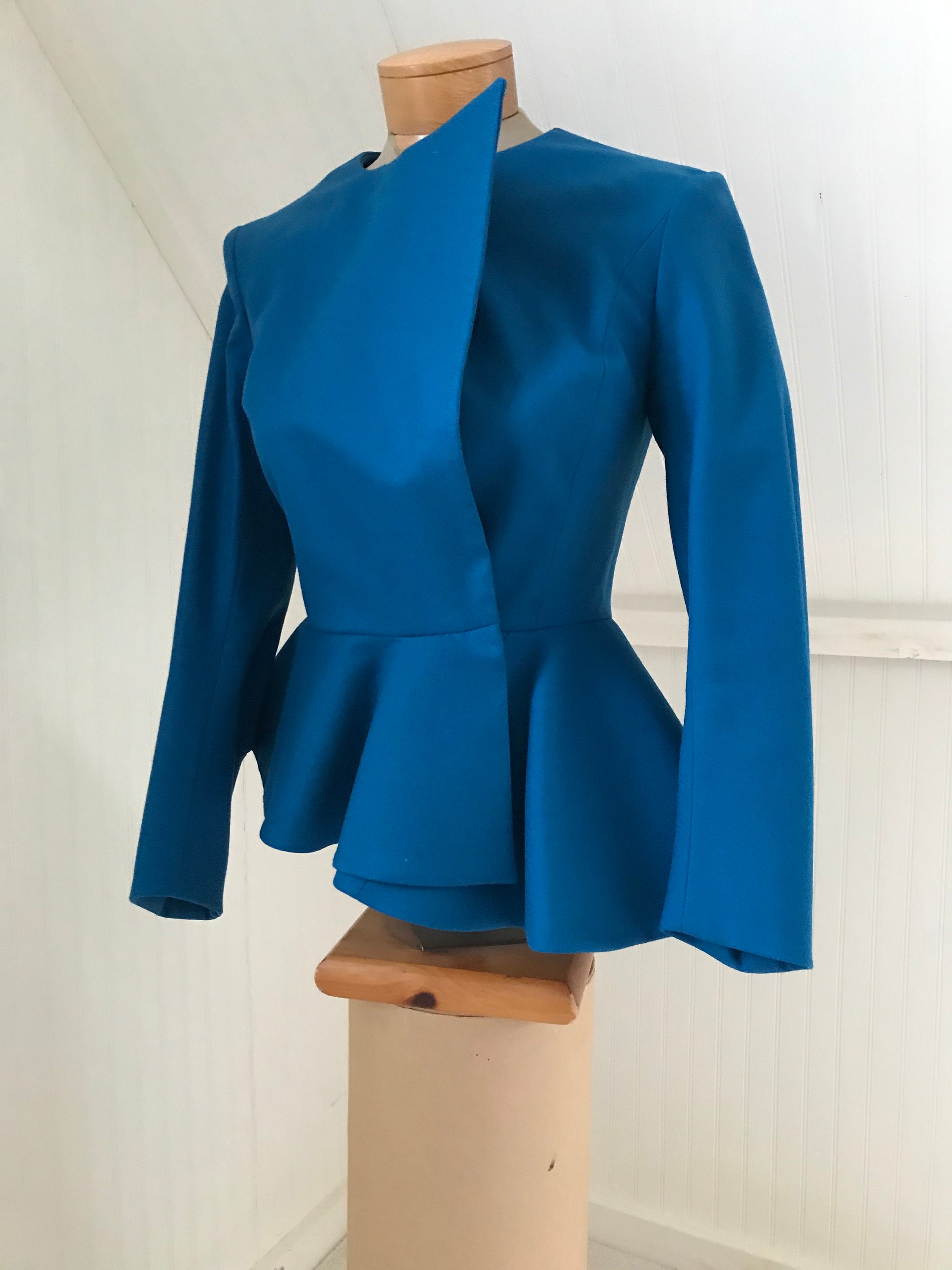 Yves Saint Laurent Runway Peplum Jacket in Teal, FR 38/US6 - Etsy