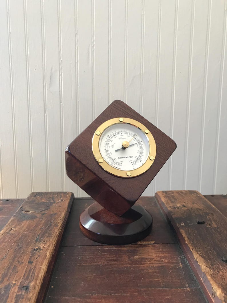 Vintage 1970s Abercrombie & Fitch Rotating Cube Wood Desk Clock ...
