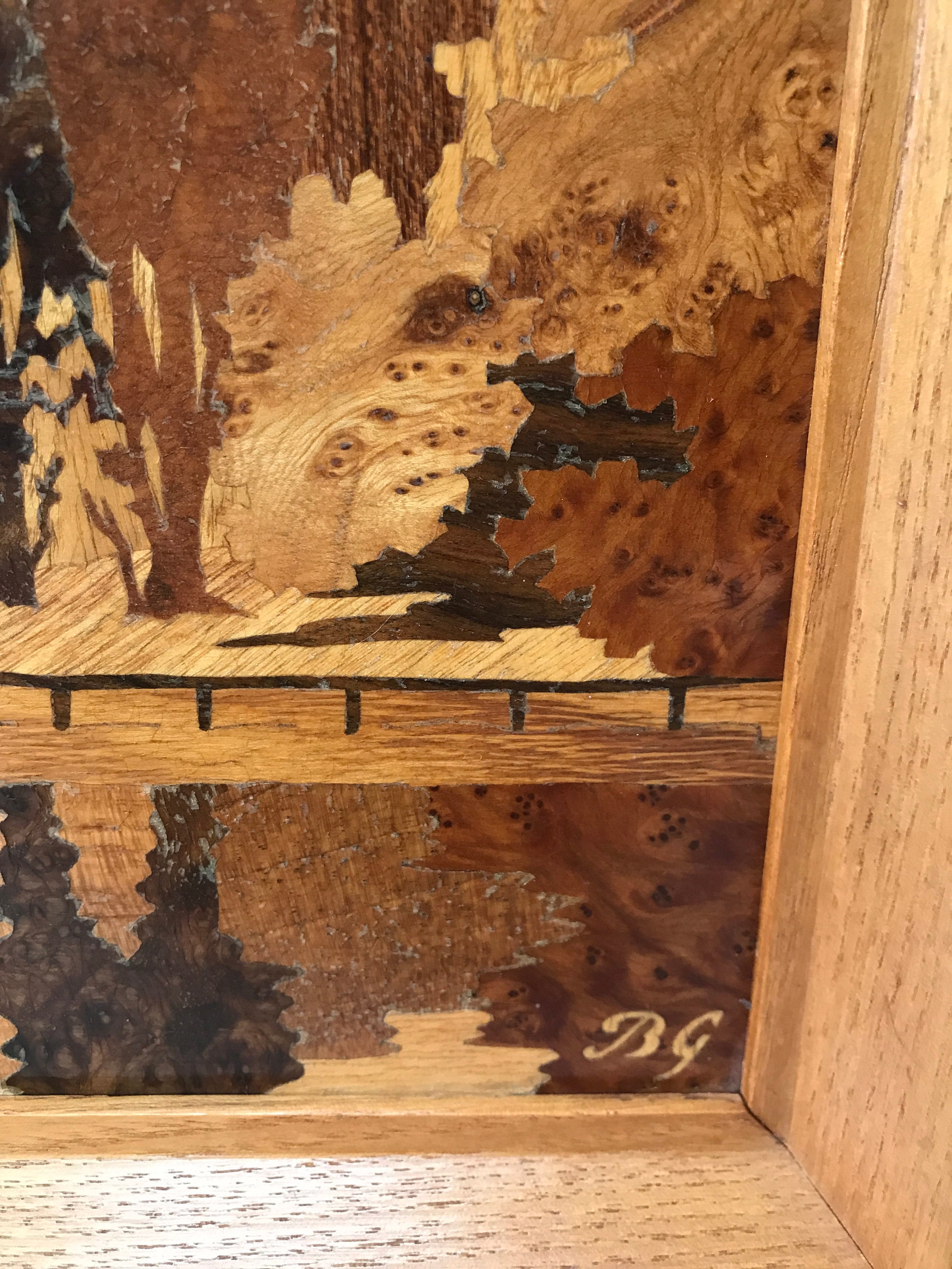 Pair of Vintage 1950s German Wood Intarsia Inlay Cityscapes by ...