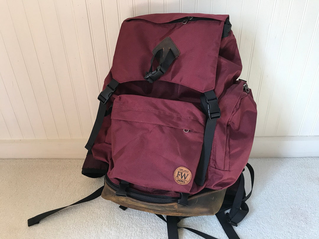 Large Vintage 1990s Urban Explorer FW Backpack in Burgundy Nylon and ...