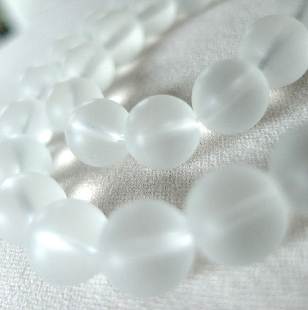 11.5-12mm White Matte Frosted Quartz Round Beads, 11.5mm, Full Strand ...