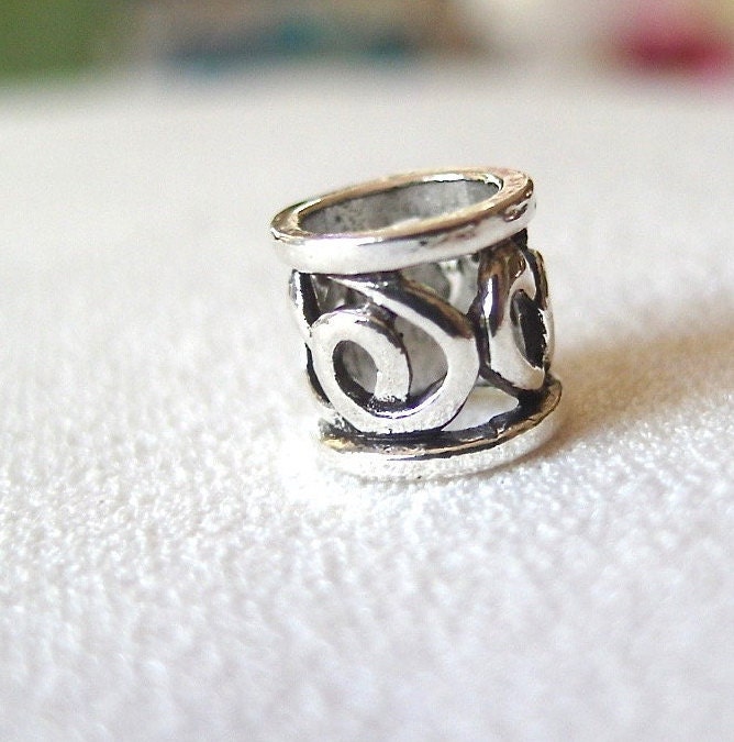 BULK 100pc. Silver Open Scroll Pattern With Black Antiquing Large Hole ...