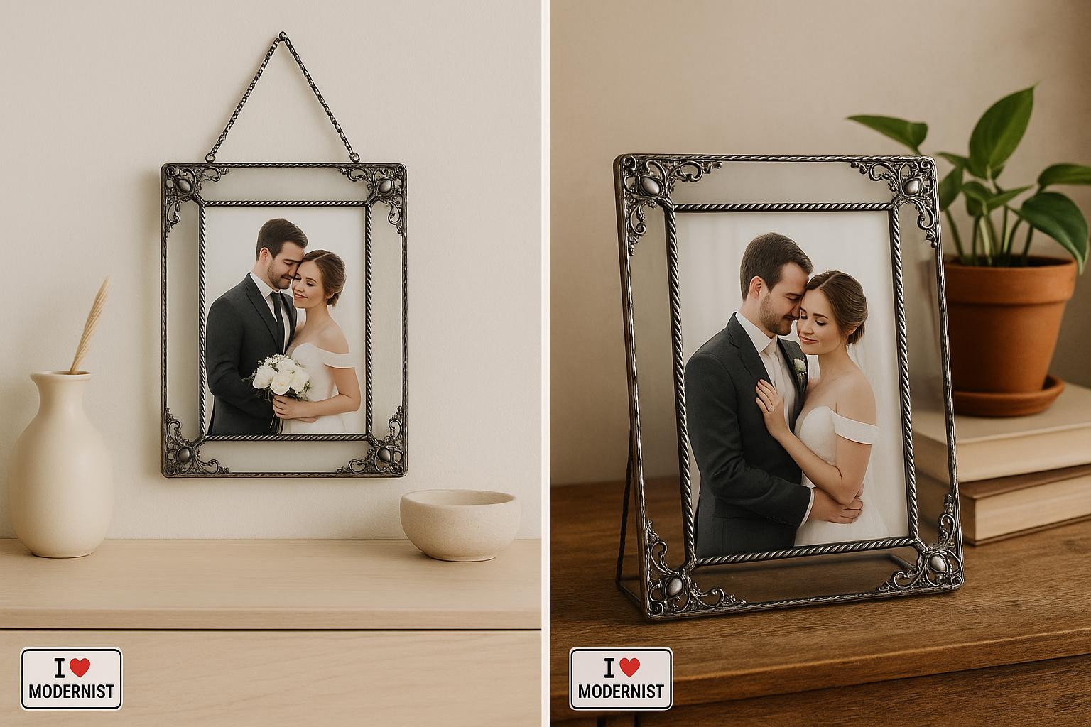 Vintage Stained Glass Photo Frame – Handmade Floating Glass Frame for ...