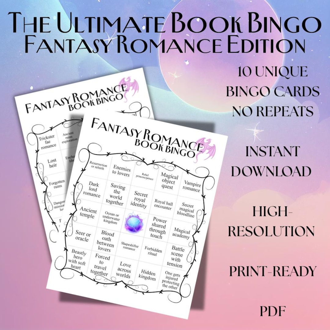Fantasy Romance Bingo Printable | Reading Challenge Game | Bookish PDF ...