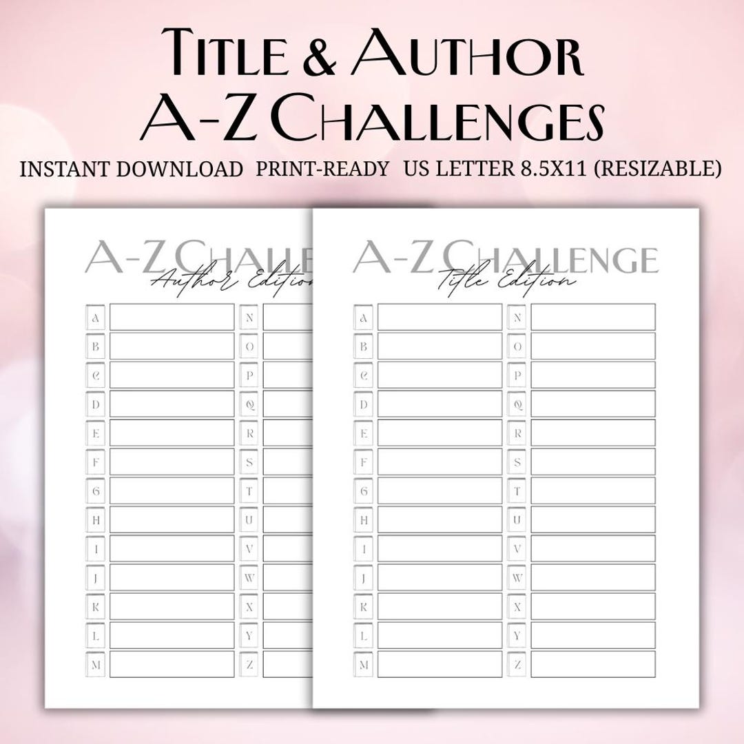 A–Z Title & Author Reading Challenges – Printable Book Tracker (PDF ...