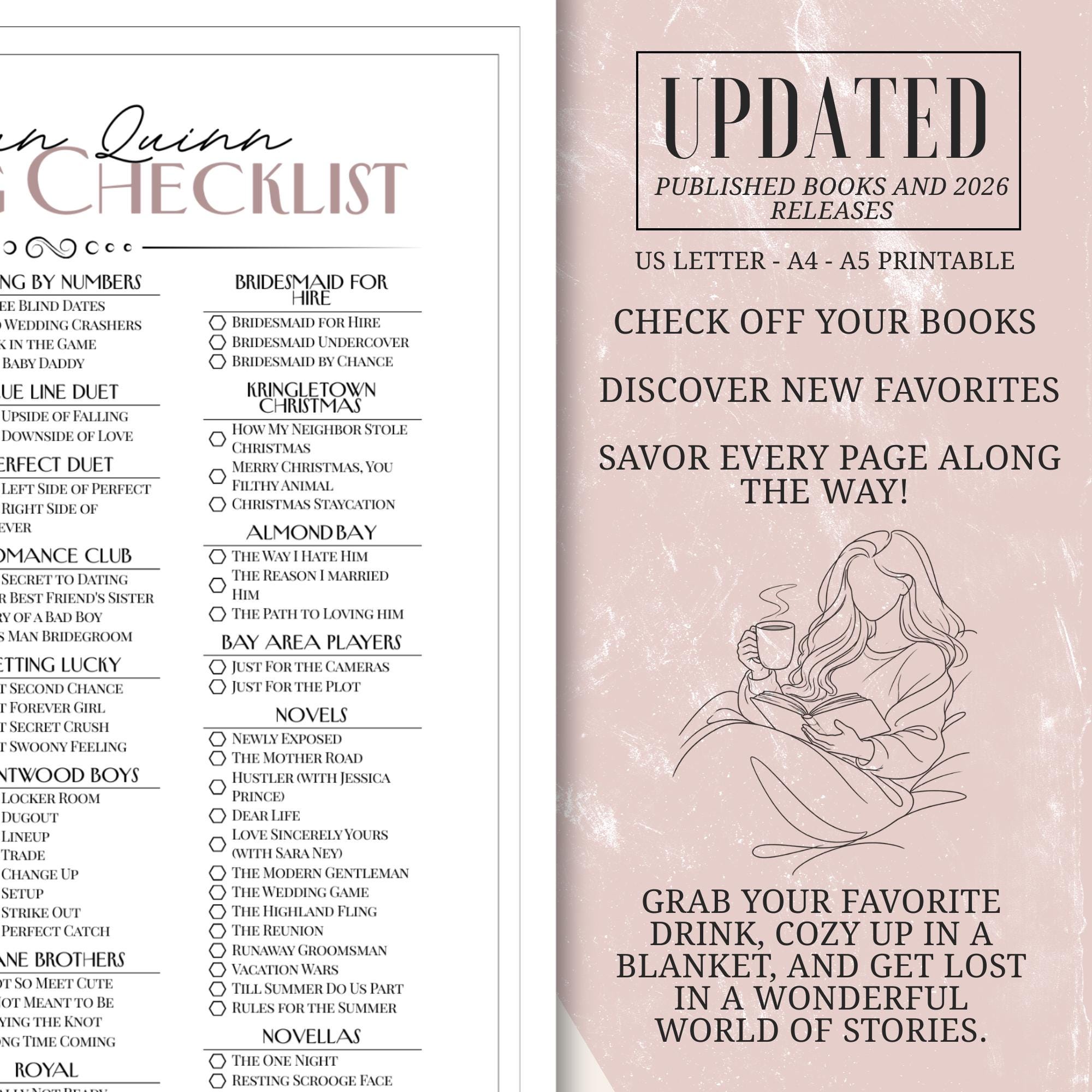 Meghan Quinn Complete Reading Checklist | Printable Book List | Letter ...
