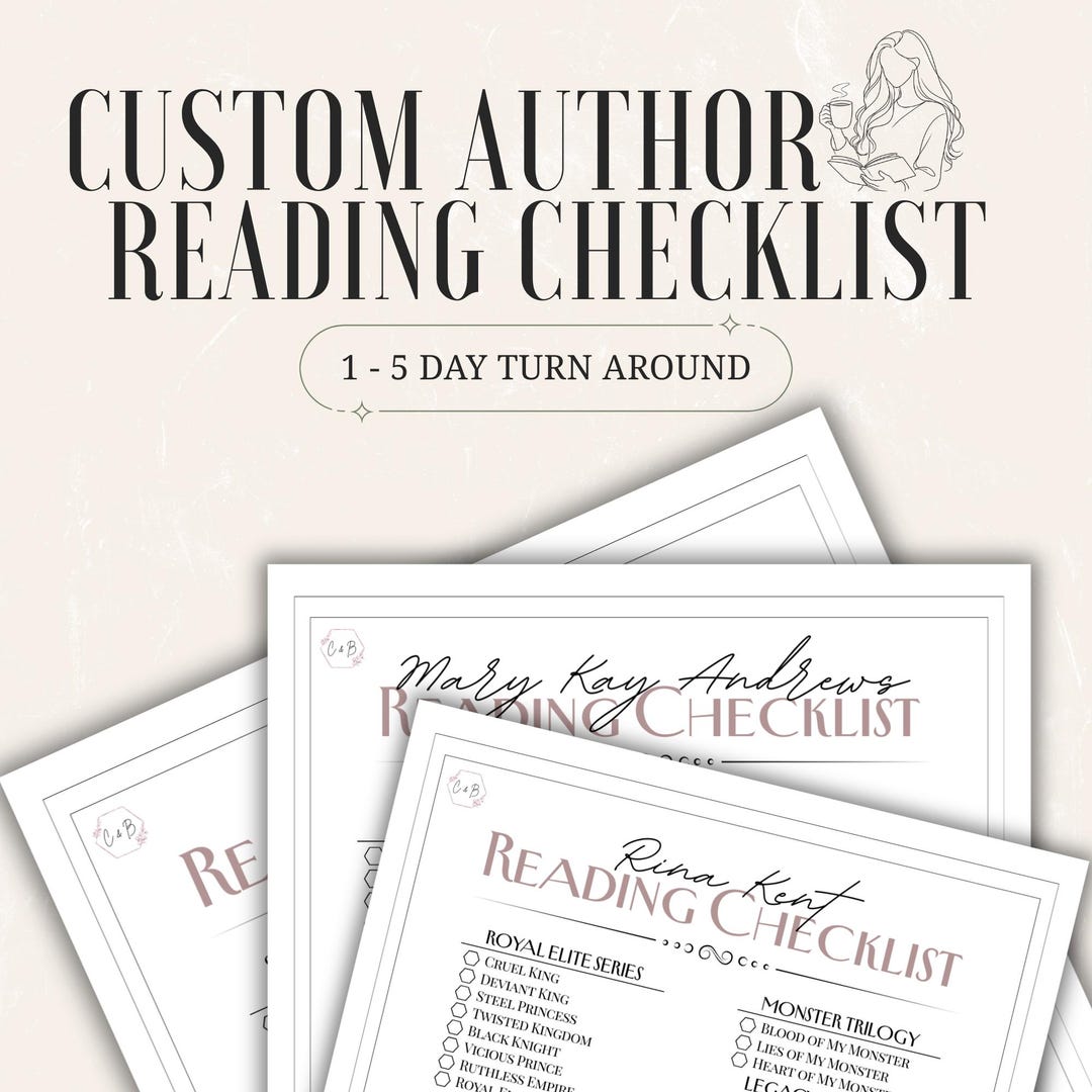 Custom Author Reading Checklist | Printable Book Tracker (digital ...