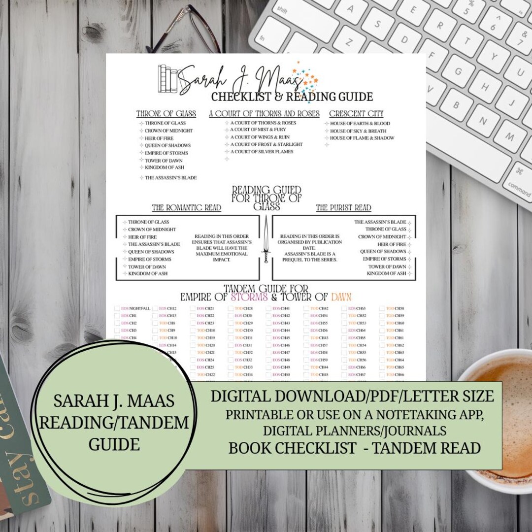 Sarah Maas Reading Guide | Tandem Guide| Printable | Booklist | Book ...