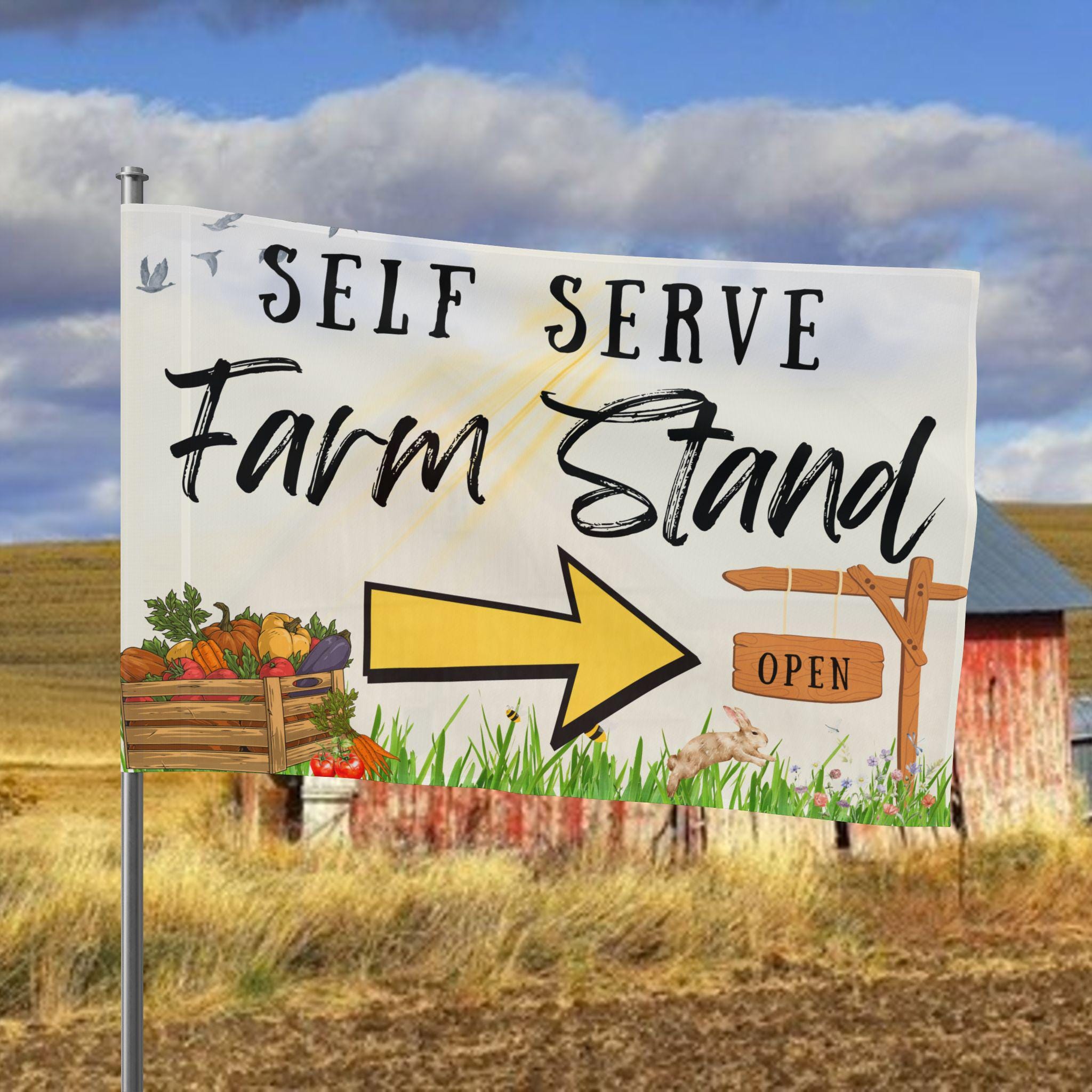 Self Serve Farm Stand Flag Sign, Farmhouse, Country Home Banner ...