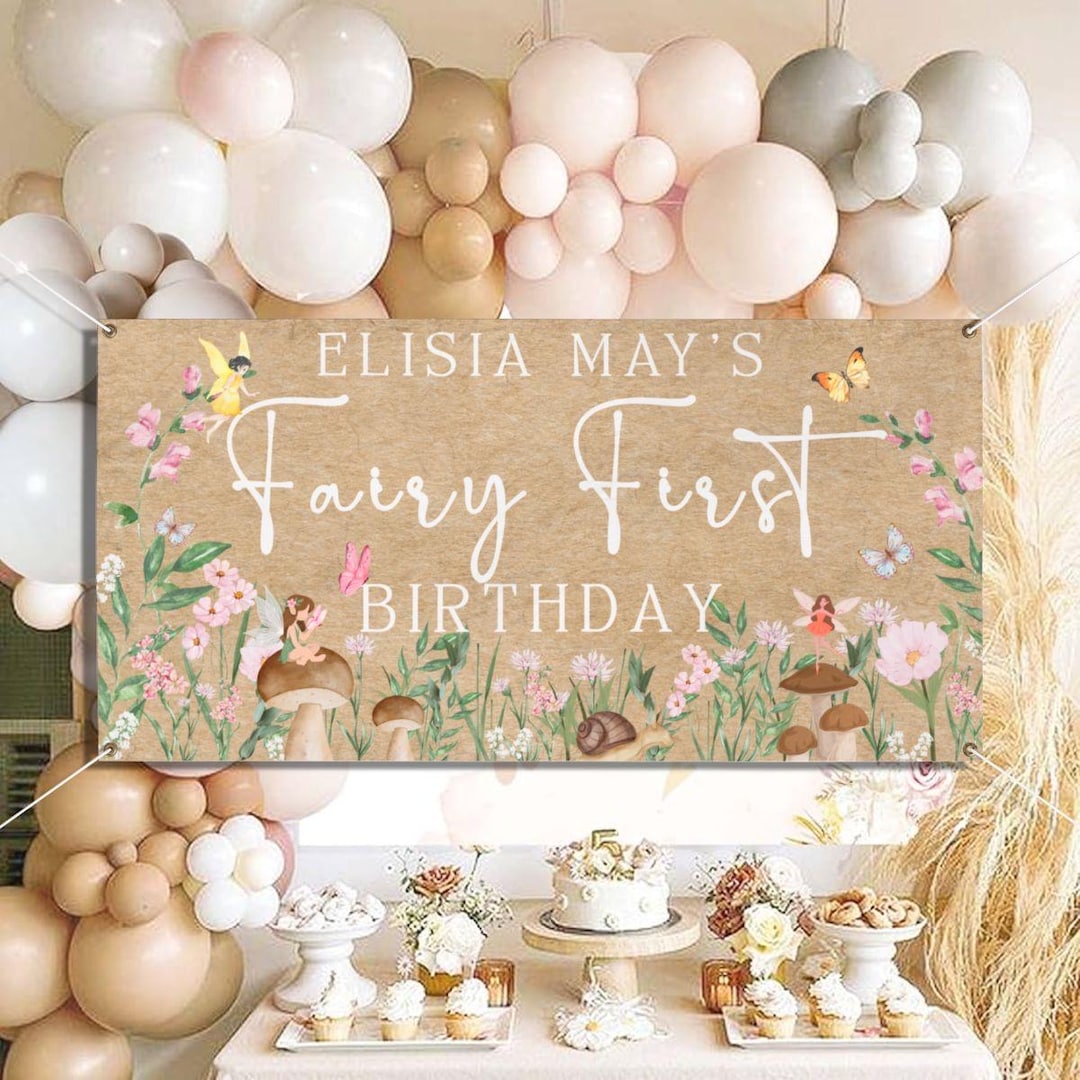 CUSTOMIZABLE Fairy First Birthday Banner, Whimsical Fairytale Forest ...