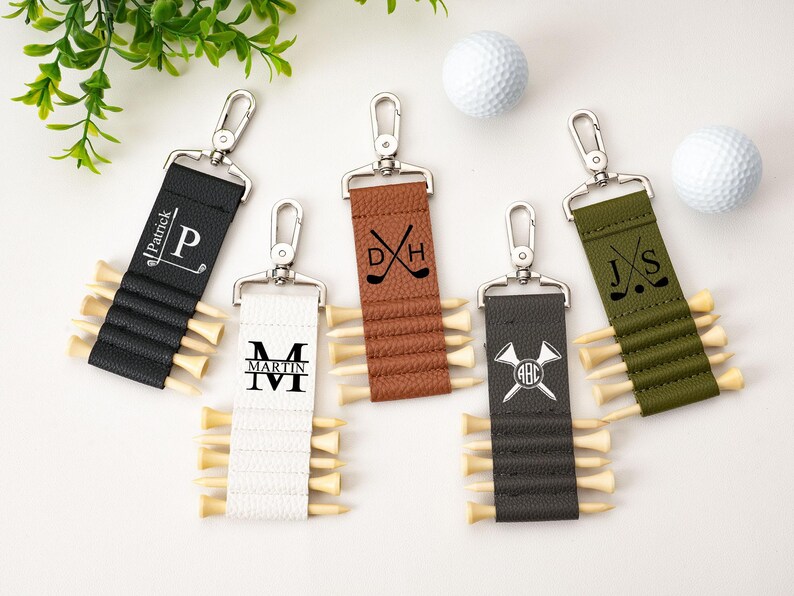 Personalized Leather Golf Tee Holder Bag Tag: Engraved Golf Gift - Etsy