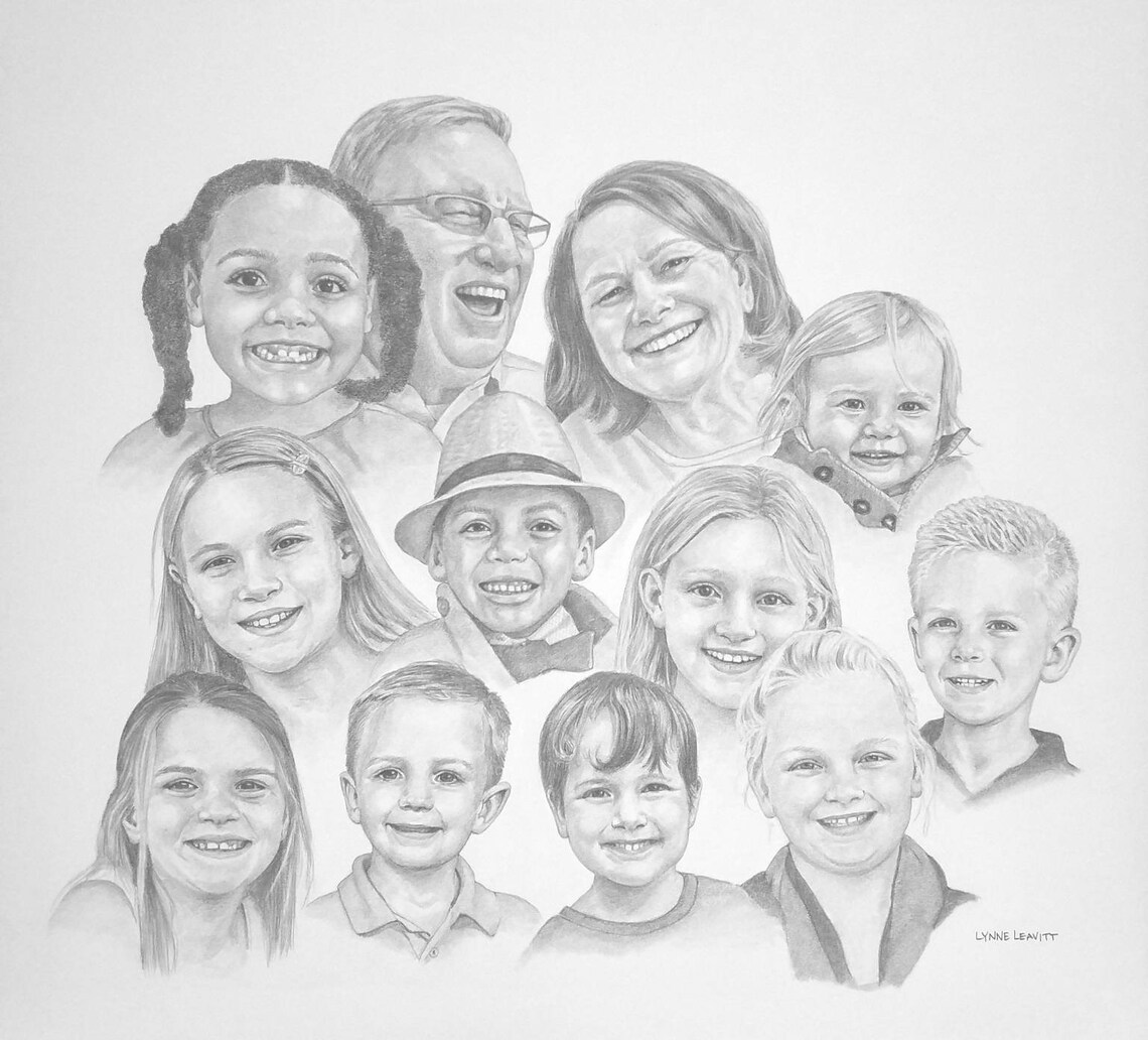 Pencil Portrait Family Drawing Commission - Etsy