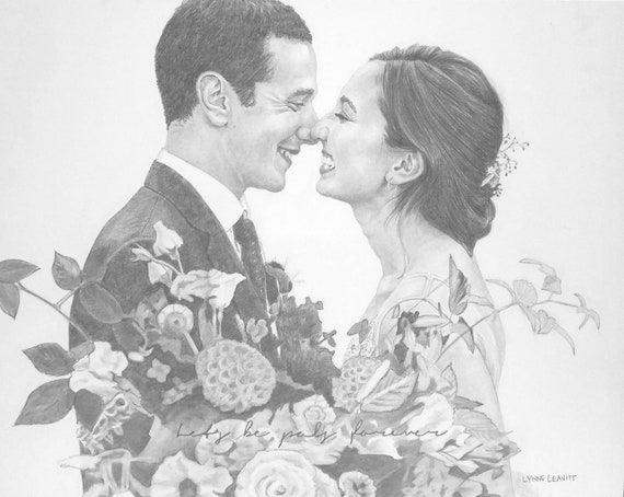 Unique Wedding Gift Pencil Portrait Custom Drawing | Etsy