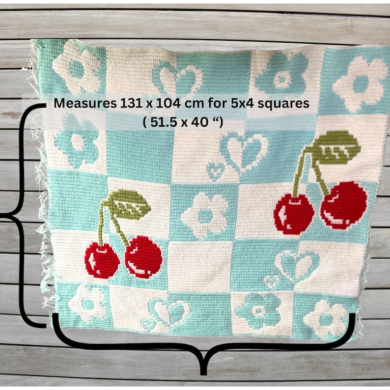Mosaic Crochet Cherry Blossom Heart Checkered Blanket Pattern | Overlay ...