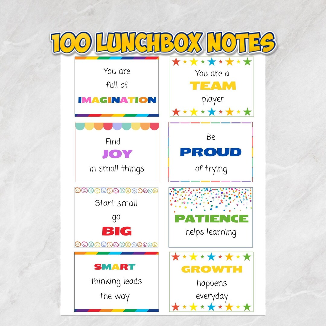 Lunchbox Notes | 100 Positive Affirmations for Kids | Encouraging Cards ...
