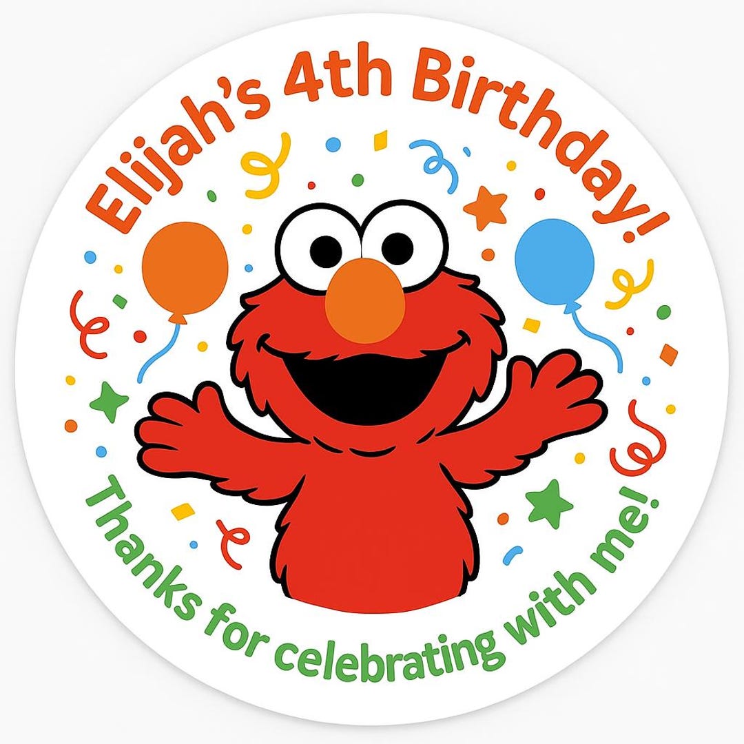 Elmo Inspired Birthday Sticker – Sesame Street Inspired Party Favor ...