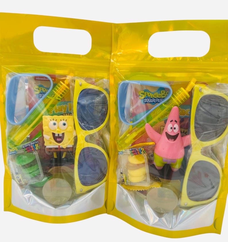 Spongebob Party Favor Goodie Bag: Toys, Slime, Bubbles & Candy - Etsy