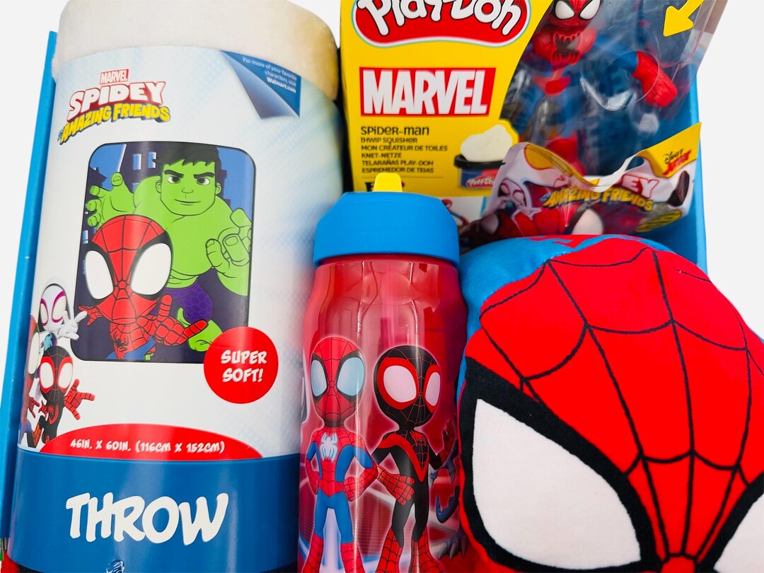 Spidey and Friends Gift Box: Plush, Blanket, Water Bottle & Play-doh - Etsy