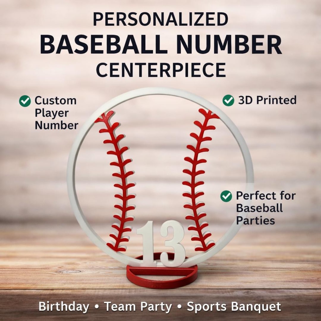 Personalized Baseball Number Centerpiece | 3D Printed Sports Decor - Etsy