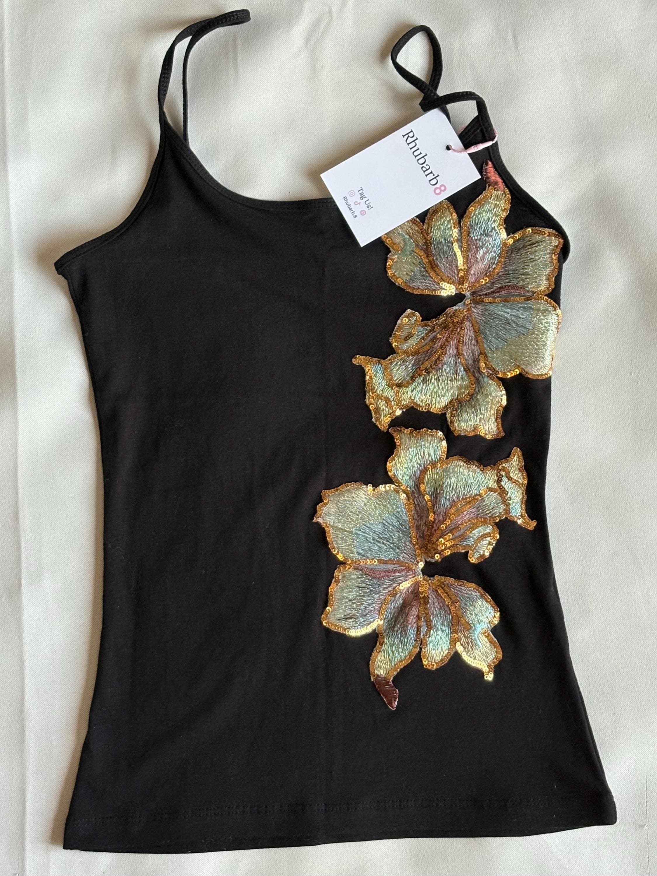 Embroidered Sequin Maple Leaf Tank Top With Spaghetti Straps - Etsy Canada
